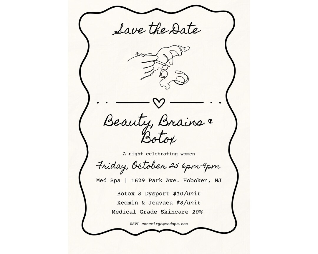Beauty Brains and Botox Party Invitation Women Empowerment Event ...