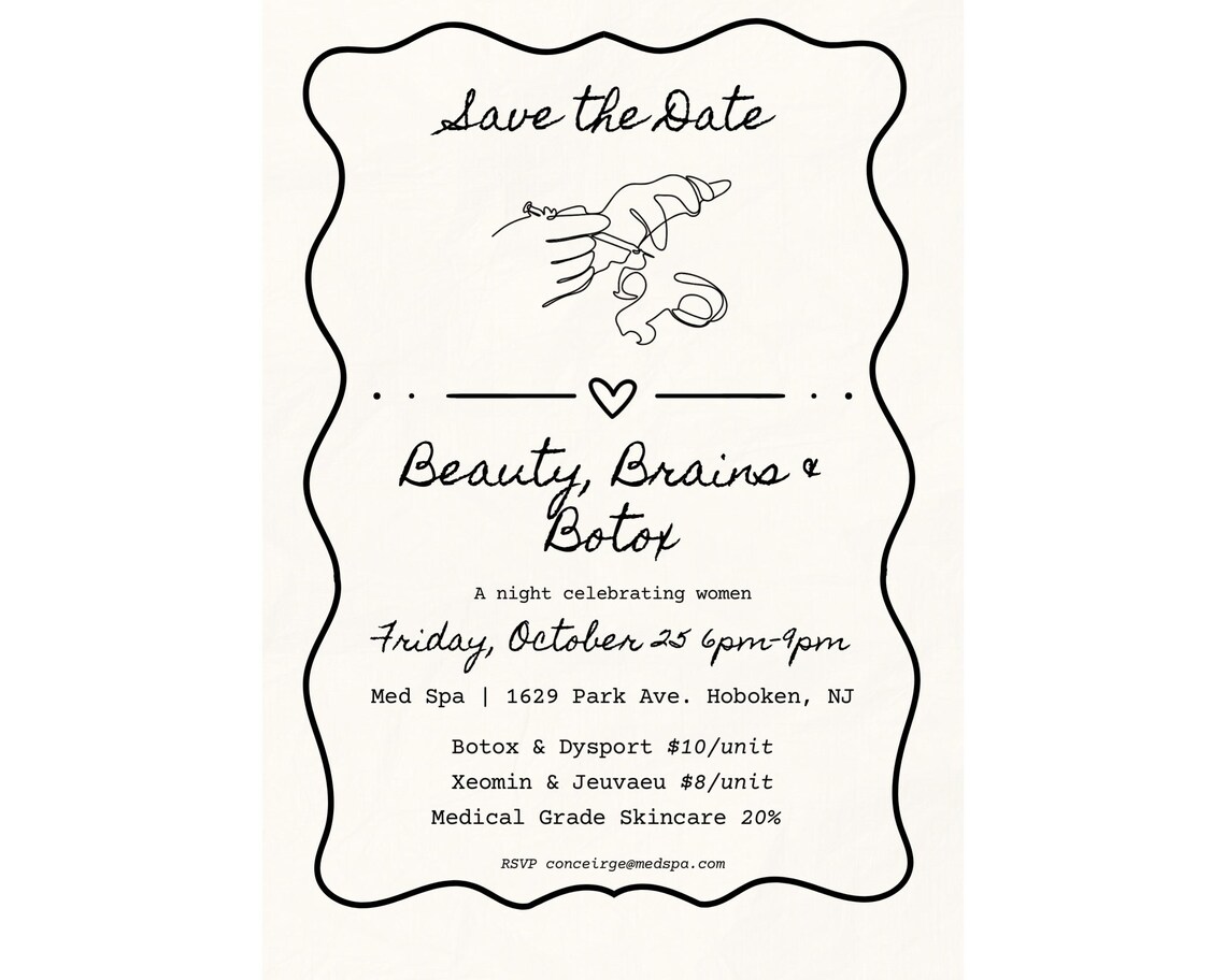 Beauty Brains and Botox Party Invitation Women Empowerment Event ...
