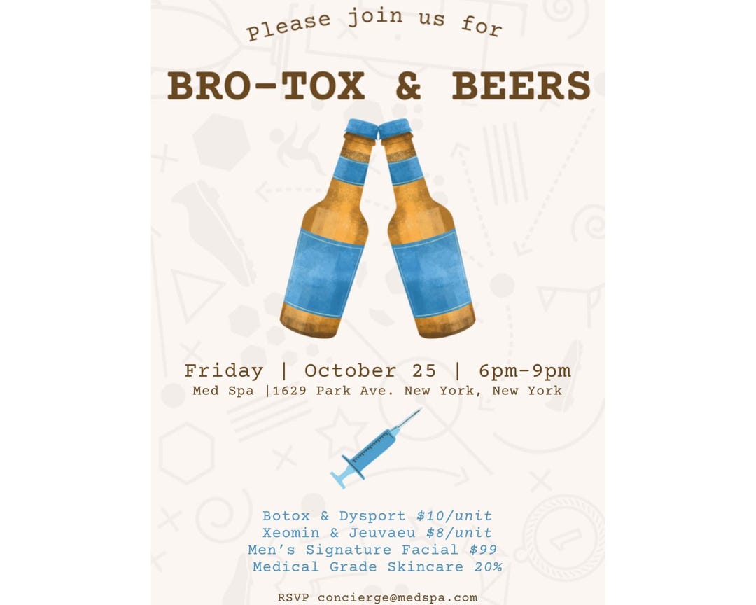 Brotox/ Botox and Beers Invitation Plastic Surgery Injector Med Spa ...
