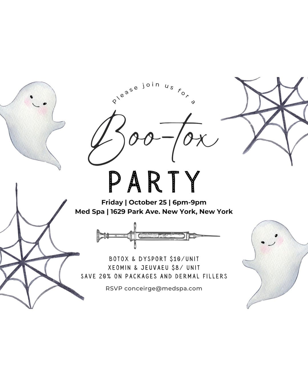 Bootox / Boo-tox/ Halloween Botox Party Invitation Plastic Surgery ...