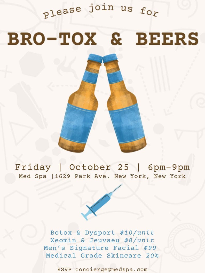 Brotox/ Botox and Beers Invitation Plastic Surgery Injector Med Spa ...