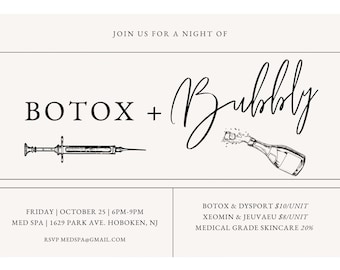Botox and Bubbly Invitation Med Spa RN NP PA Injector Plastic Surgeon ...