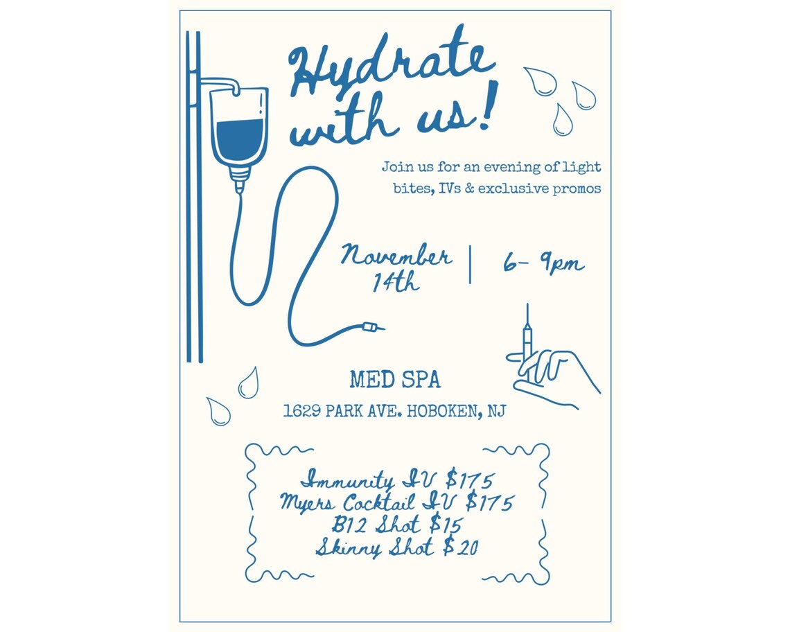 IV Therapy Party Invitation | Hydrate With Us Editable Digital Template ...