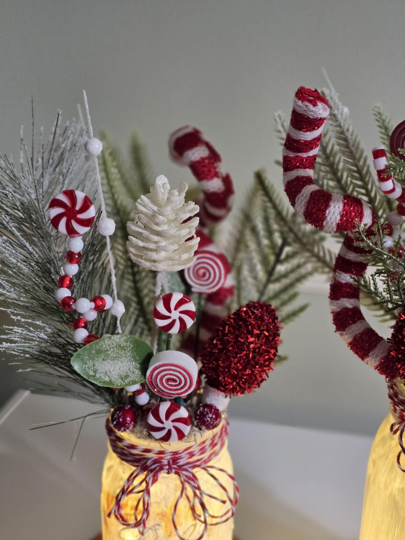 Christmas Mason Jar Peppermint Centerpiece - Etsy