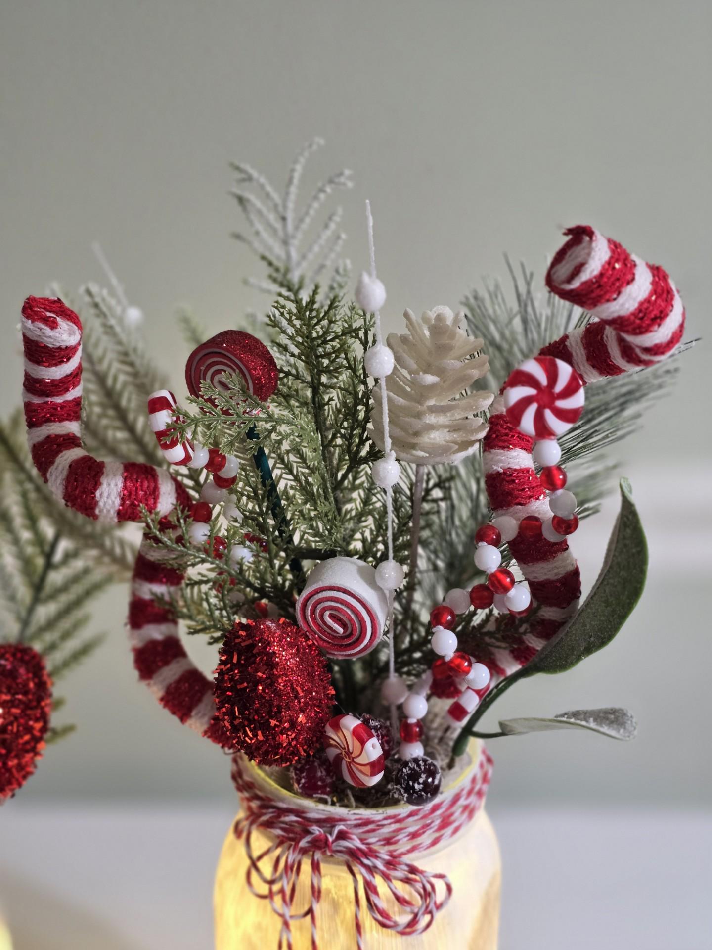 Christmas Mason Jar Peppermint Centerpiece - Etsy