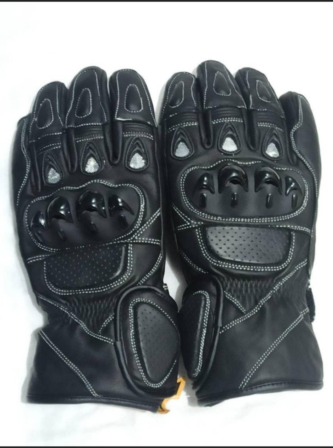 Custom Made Pure Black Motorbike Racing Leather Gloves Bikers Gloves ...