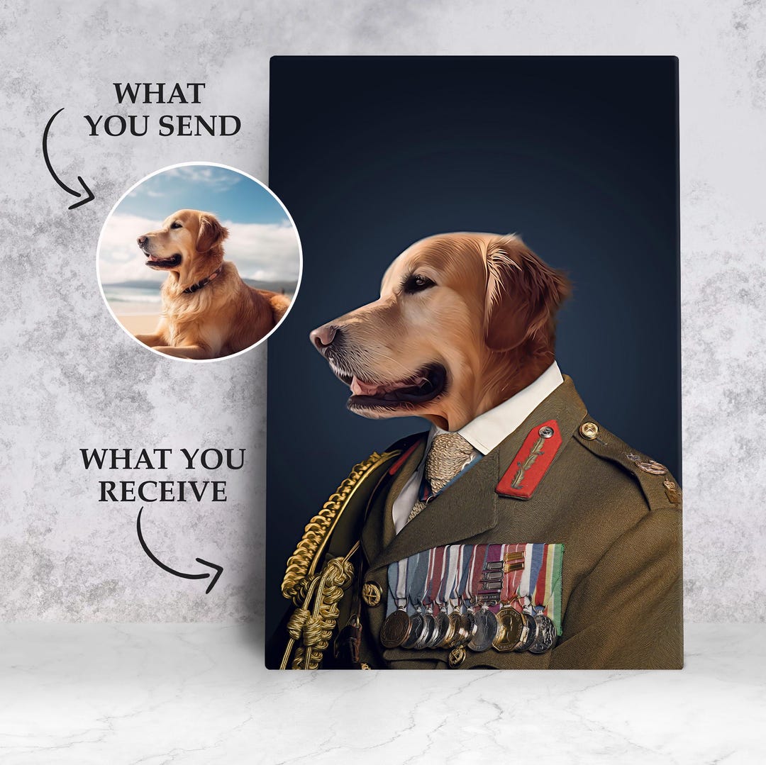 PET MILITARY - Custom Military Dog Portrait, Custom Canvas Animal ...