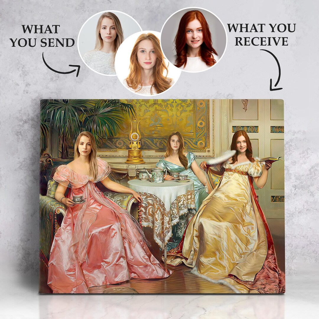 Custom THREE SISTERS Portrait, Three Friends Present for Sisters, Photo ...