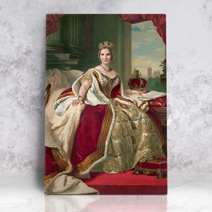 QUEEN IN GOWN Royal Costume Portrait Wall Art, Renaissance Medieval ...