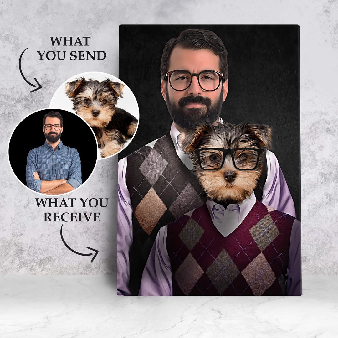 Step Brothers Custom Pet Portrait, Unique Pet Portrait, Funny Pet ...
