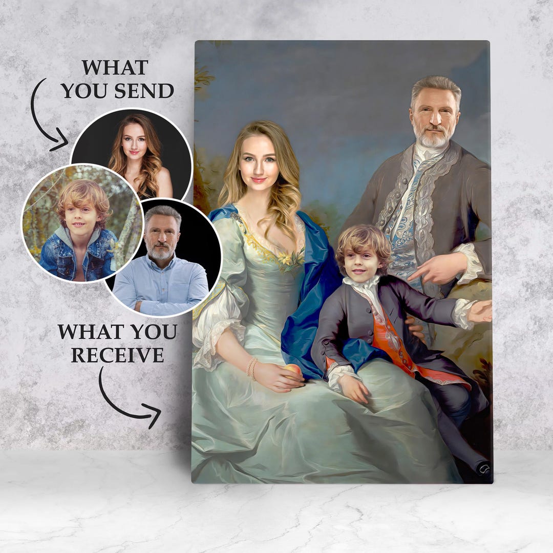 Custom HAPPY FAMILY PORTRAIT Housewarming Present Photo to Portrait ...