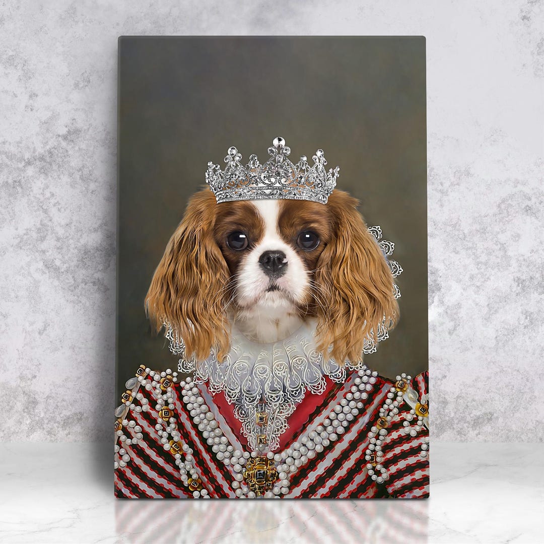 Royal Pet Portraits, Custom Renaissance Princess Pet Portrait, Queen ...