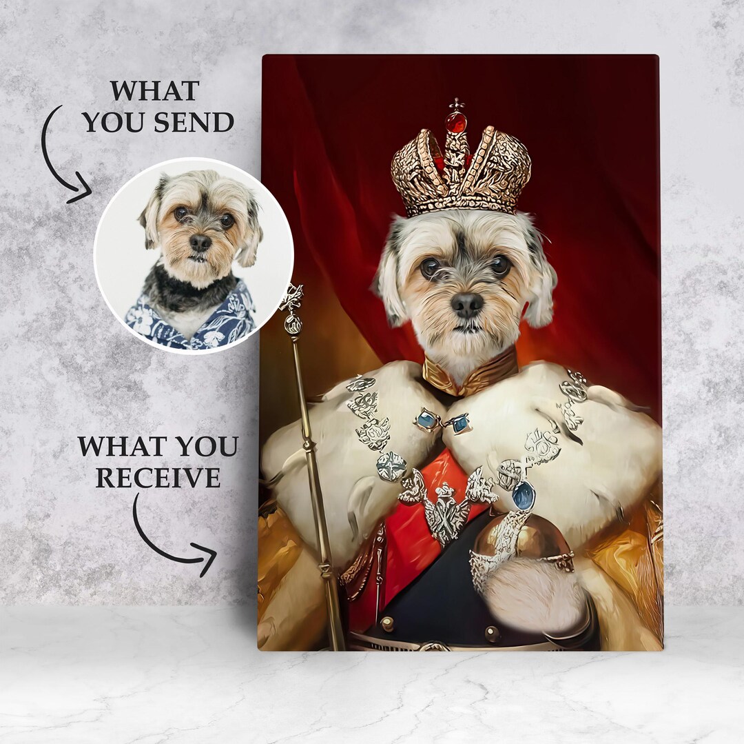 PRINCESS Dog Portrait - Custom Dog Portrait, Royal Queen Dog Portrait ...
