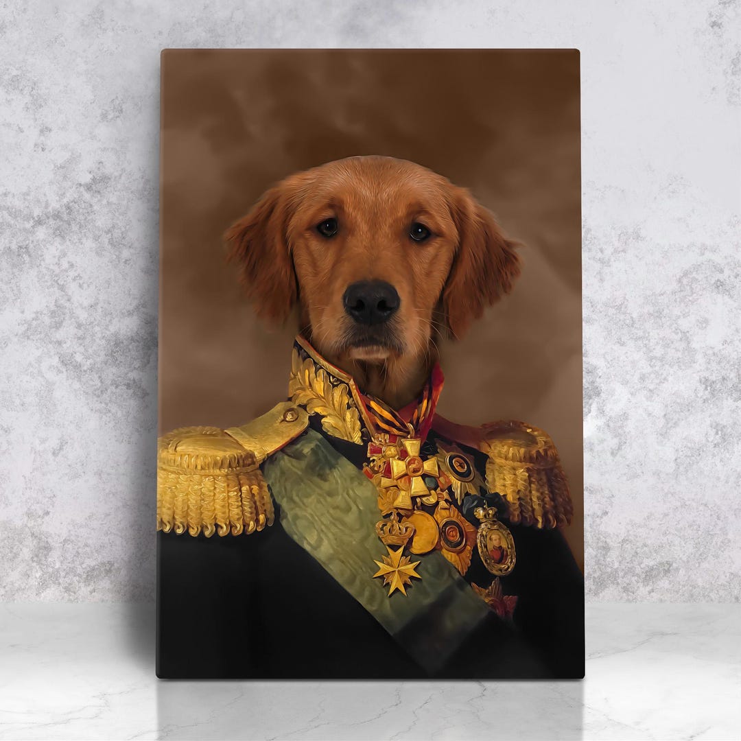 THE GENERAL - Custom Dog Portrait From Photo, Royal Pet Military ...