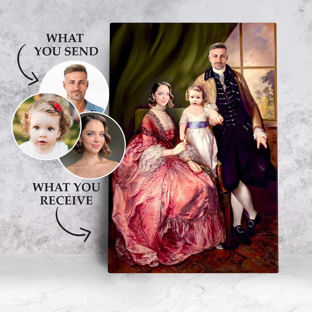 Custom FAMILY Portrait, Living Room Wall Art Photo to Portrait, Present ...
