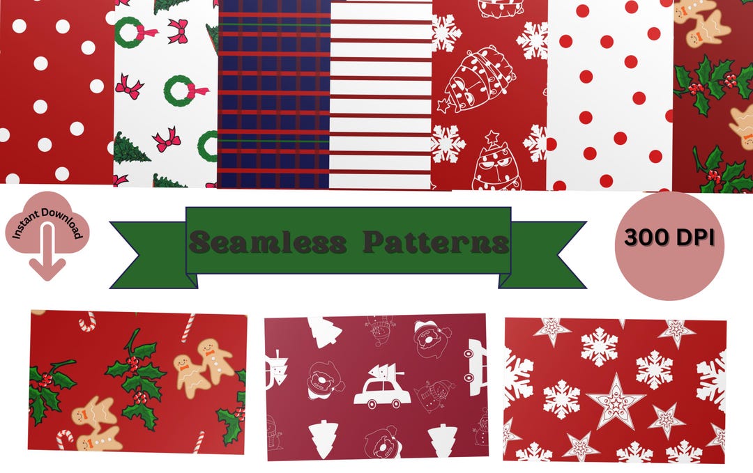 Christmas Seamless Patterns Bundle instant Download, Holiday Patterns ...