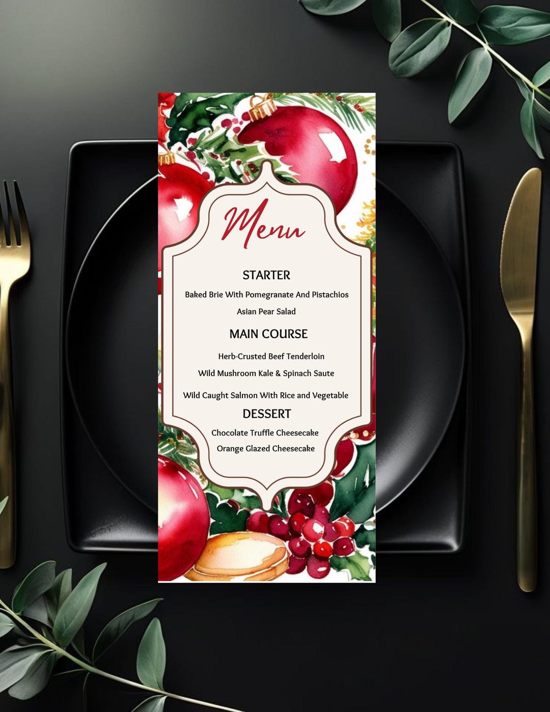 Dinner Menu Editable Christmas Menu Templates 2 Designs per Page ...