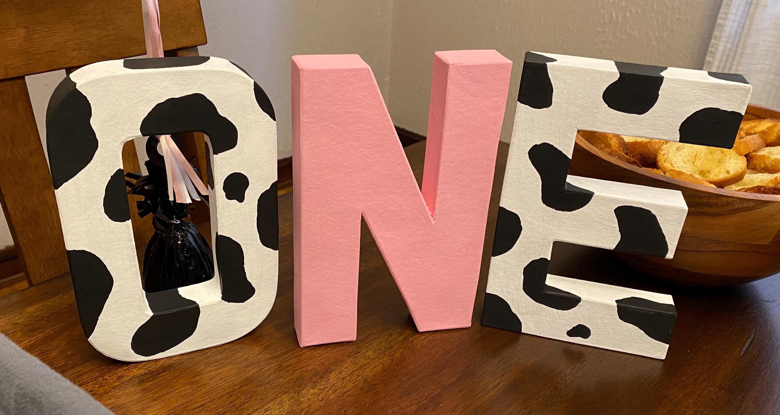 Custom Hand-painted Cow Print Letters - Etsy
