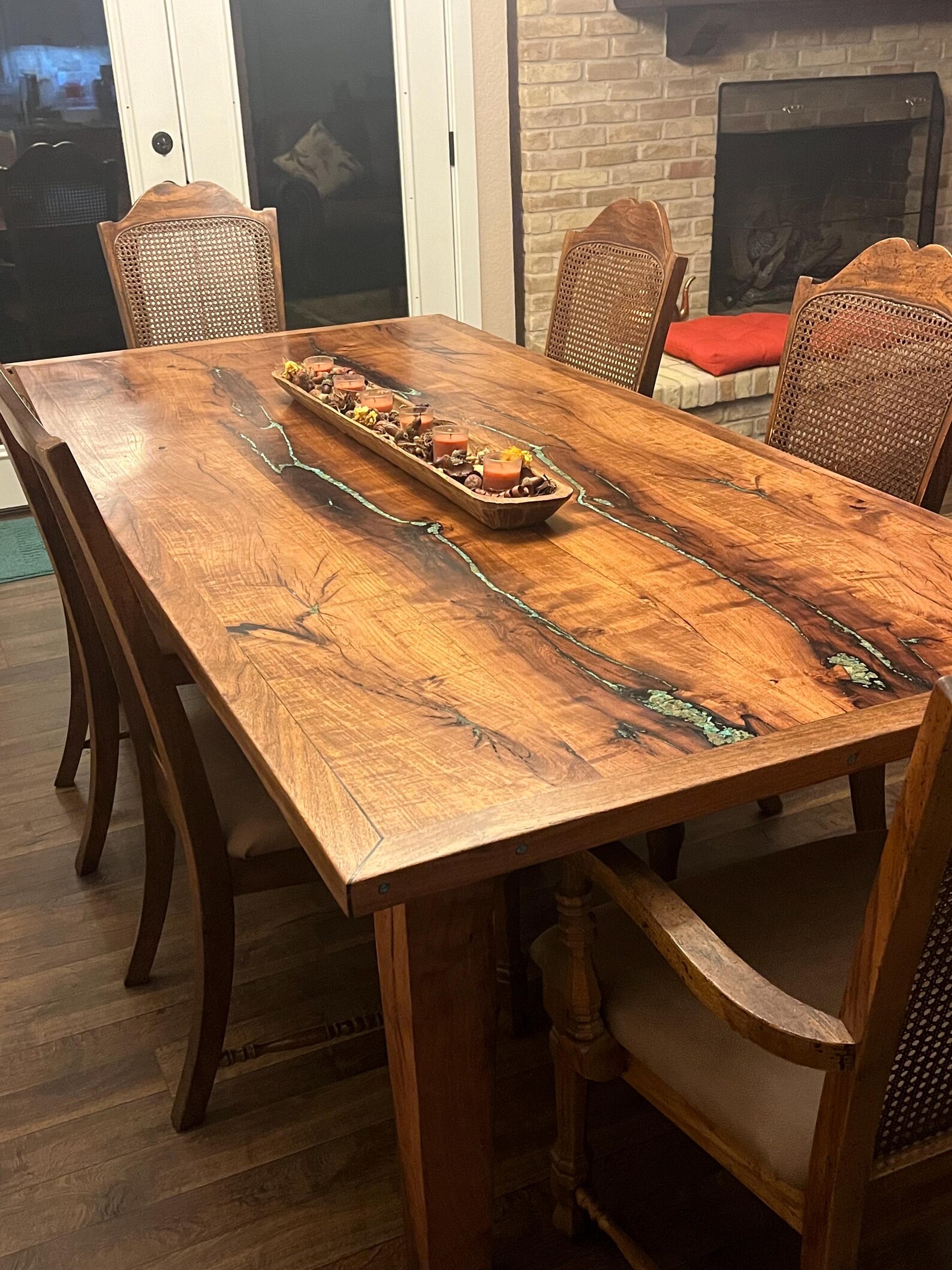 Mesquite Dining Room Table With Turquoise Inlay - Etsy