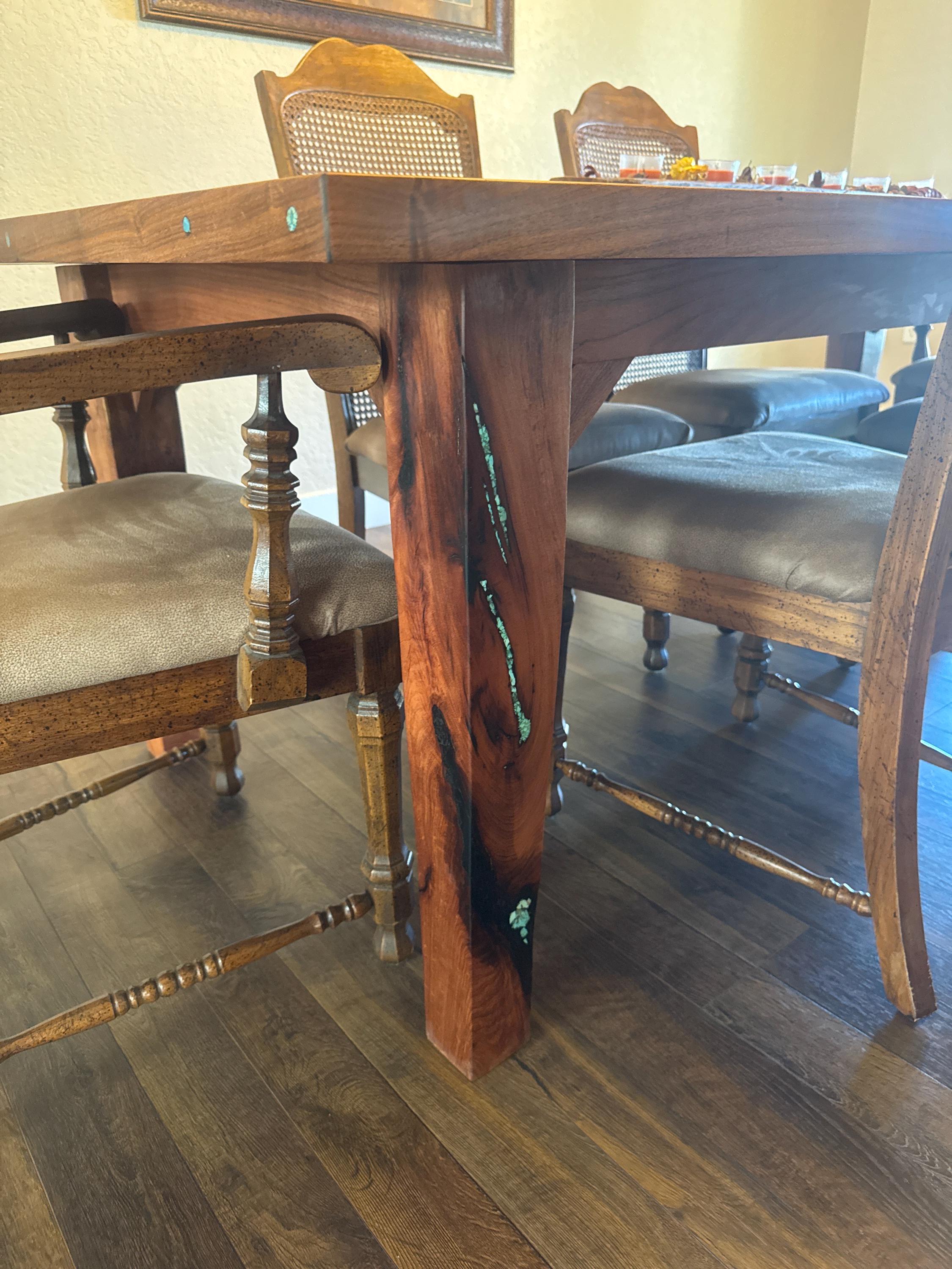 Mesquite Dining Room Table With Turquoise Inlay - Etsy