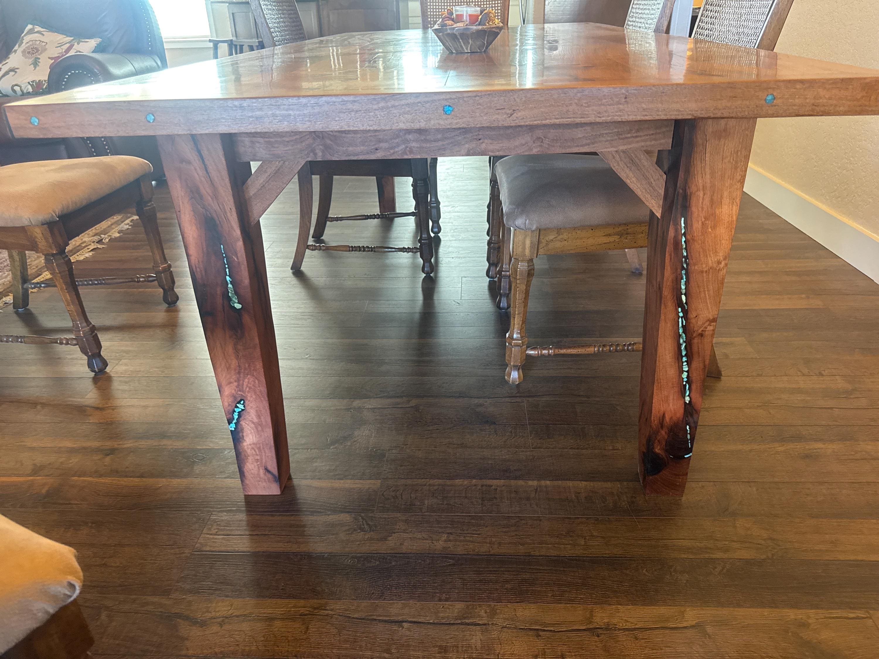 Mesquite Dining Room Table With Turquoise Inlay - Etsy