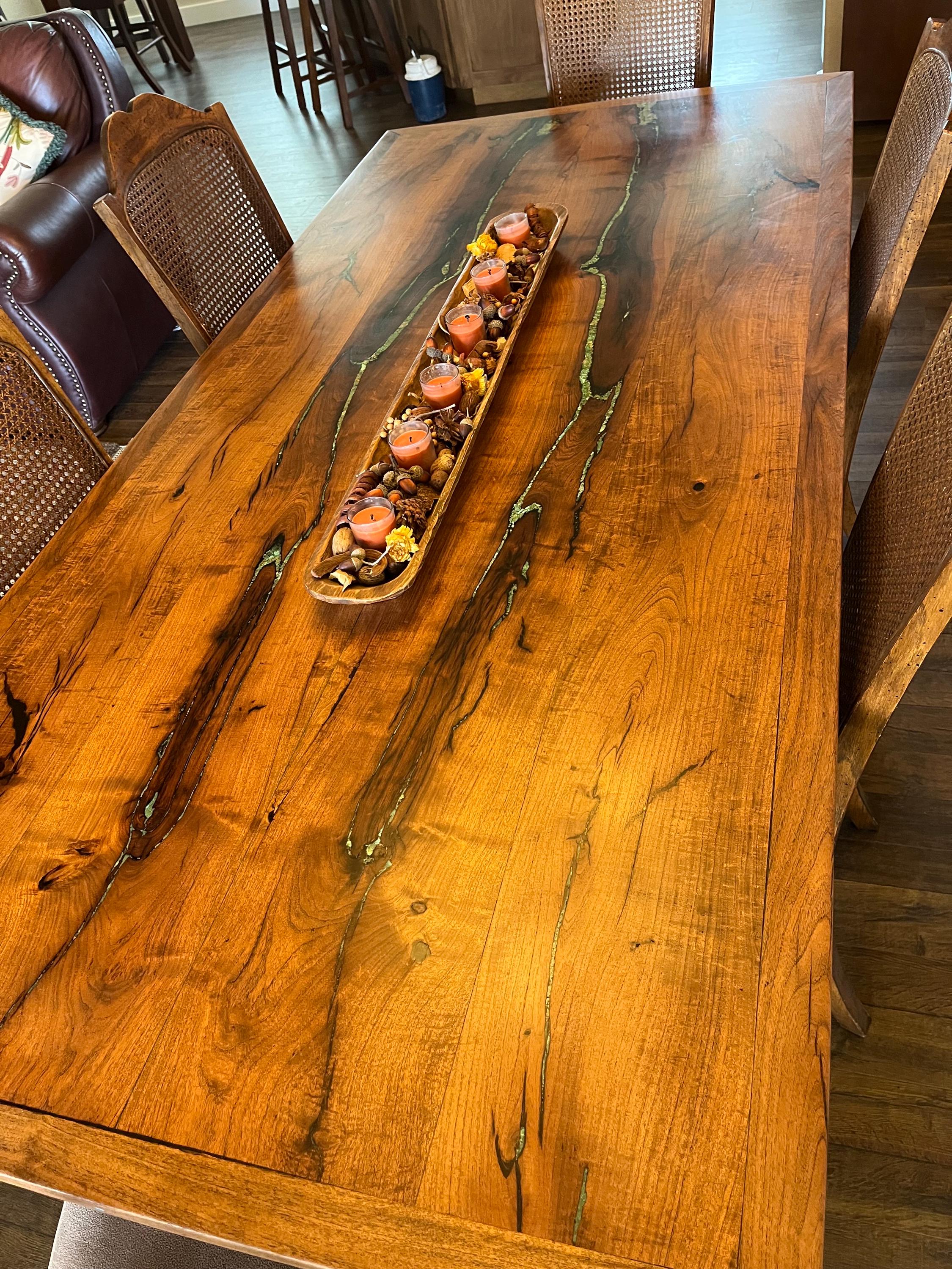 Mesquite Dining Room Table With Turquoise Inlay - Etsy