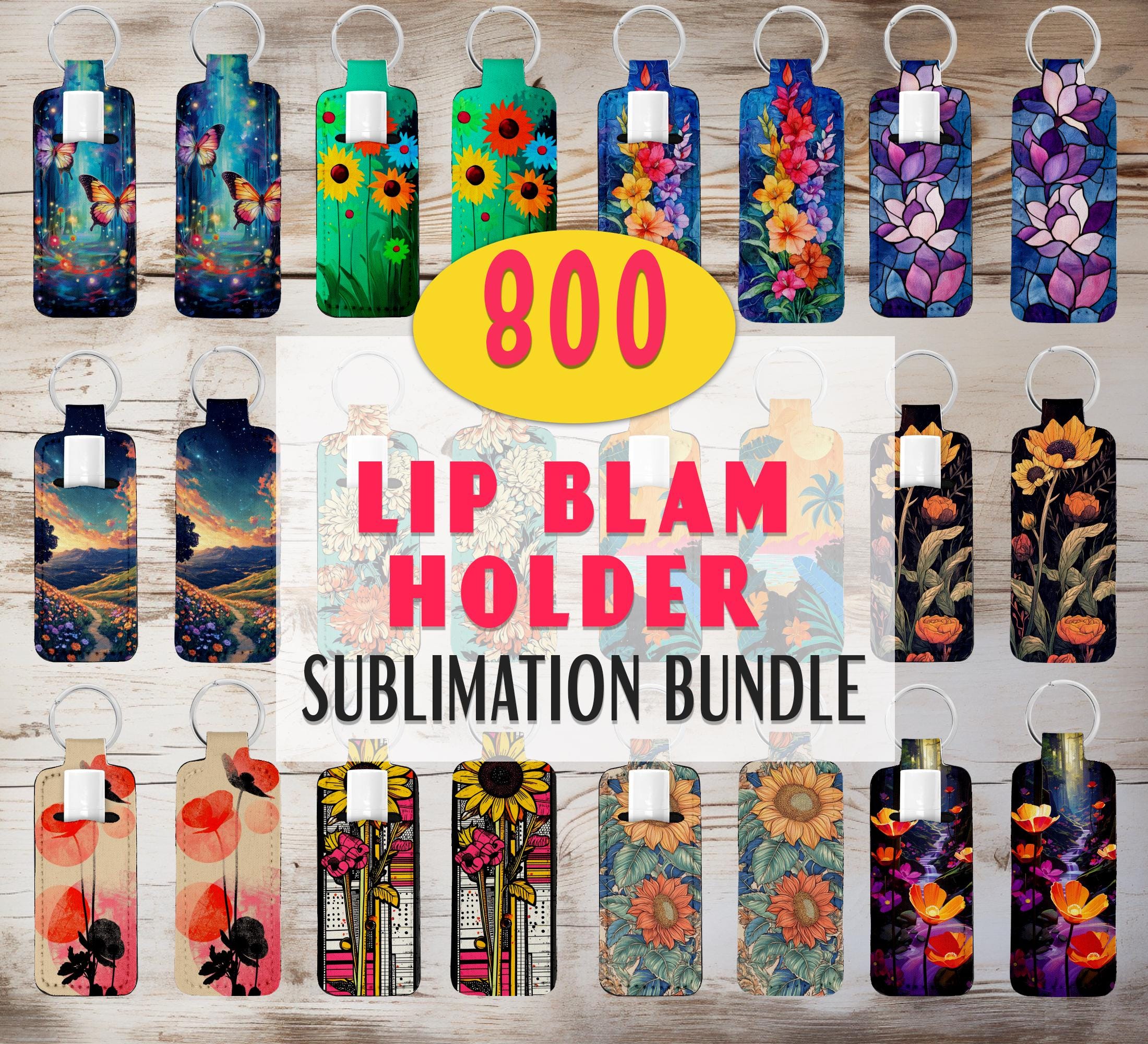 800 Skinny Lip Balm Holder Sublimation Design PNG, Flower Lip Balm ...