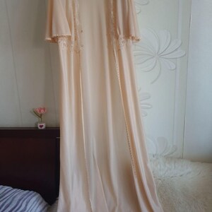 Vintage Peach Peignoir Robe Dressing Gown/evening Nightwear 70s Size L ...