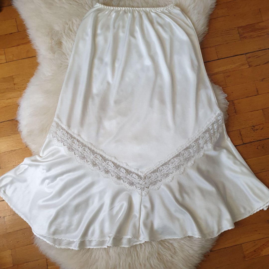 Vintage St Michael Cream Half Slip Underskirt Soft Flared Petticoat UK ...