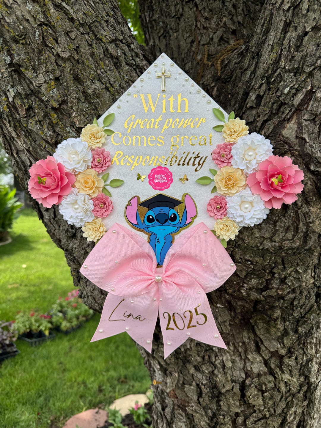 Custom Graduation Cap Topper: Glitter, Flowers & Pearls - Etsy
