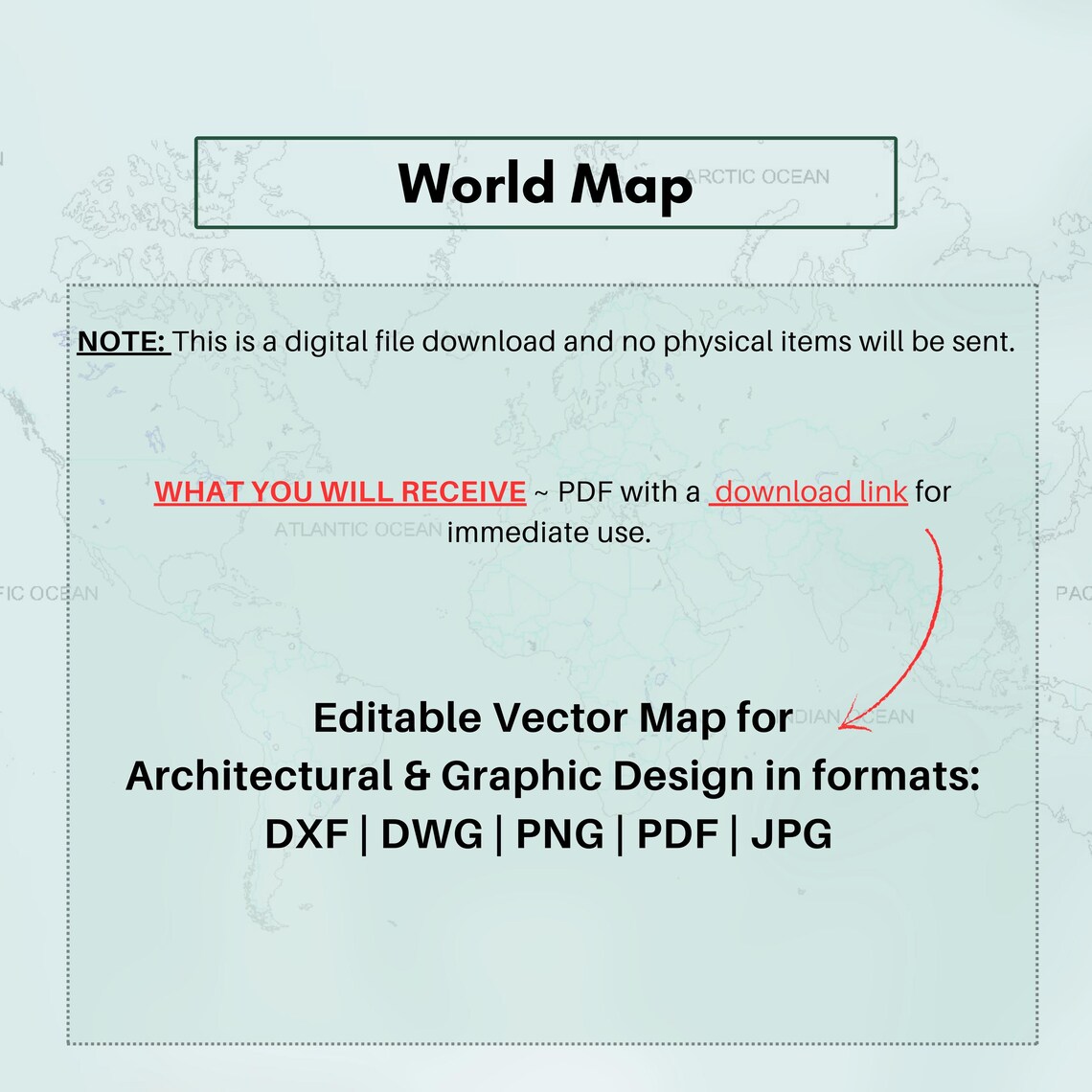 Digital DWG World Map | Dxf, Dwg, Png, Pdf, Jpg | Editable Vector Map ...