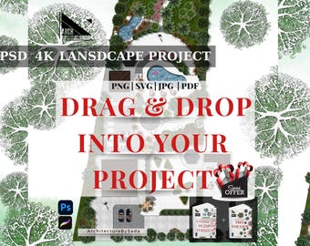 Landscape Architecture Master Plan PSD: Trees, Hardscape, Textures ...