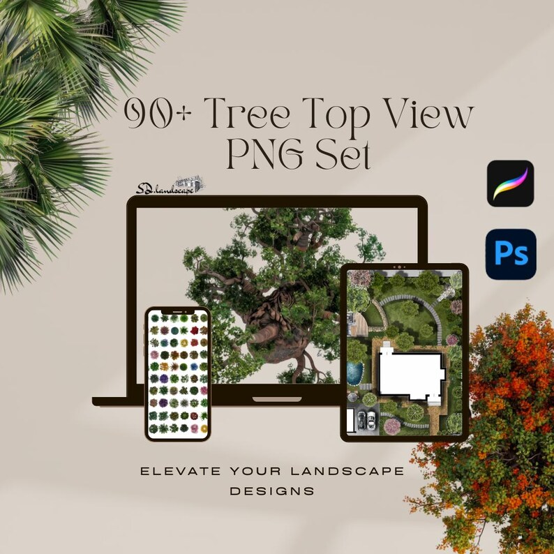 90 Tree Top View PNG Set Elevate Your Landscape Designs - Etsy