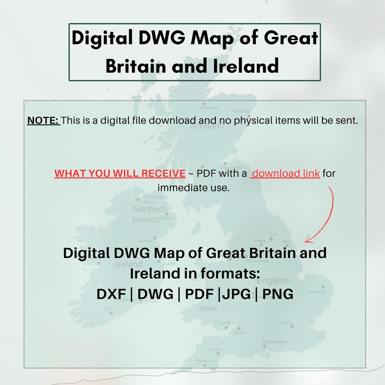 Digital DWG Map of Great Britain and Ireland | Dxf, Dwg, Png, Pdf, Jpg ...