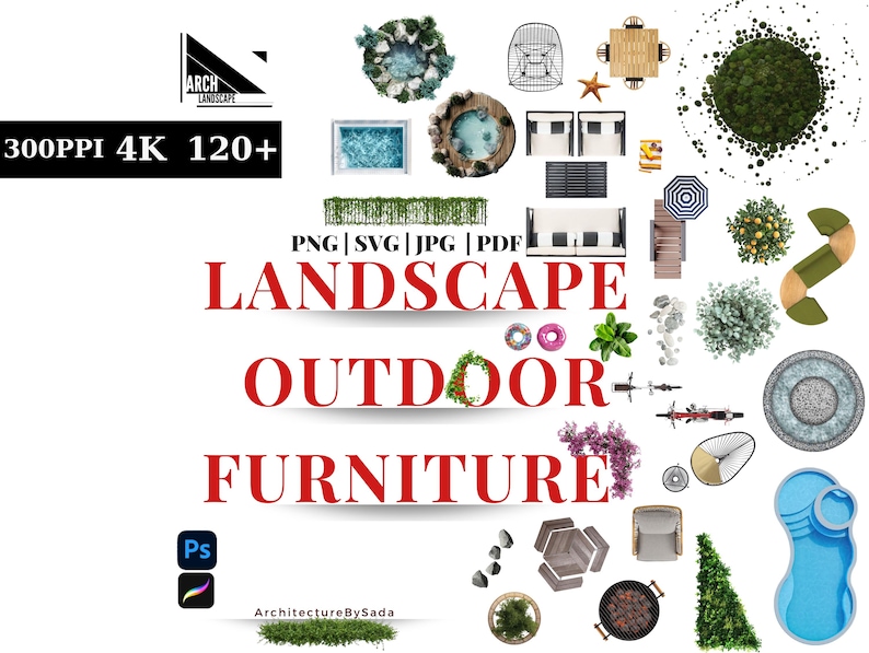 Landscape Furniture Top View PNG Collection | Outdoor Garden Plan View ...