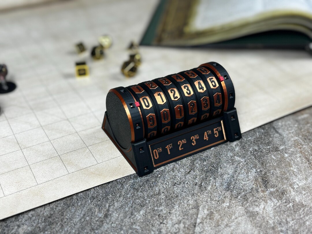 Spell Slot Counter With Magnetic Storage, Stand & Clickable Dials for ...
