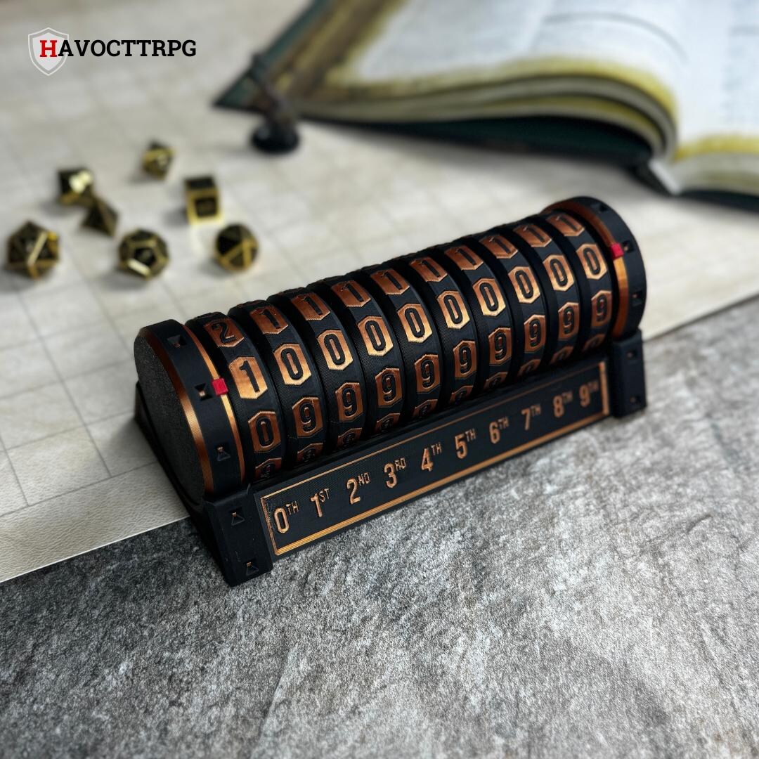 Spell Slot Counter With Magnetic Storage, Stand & Clickable Dials for ...