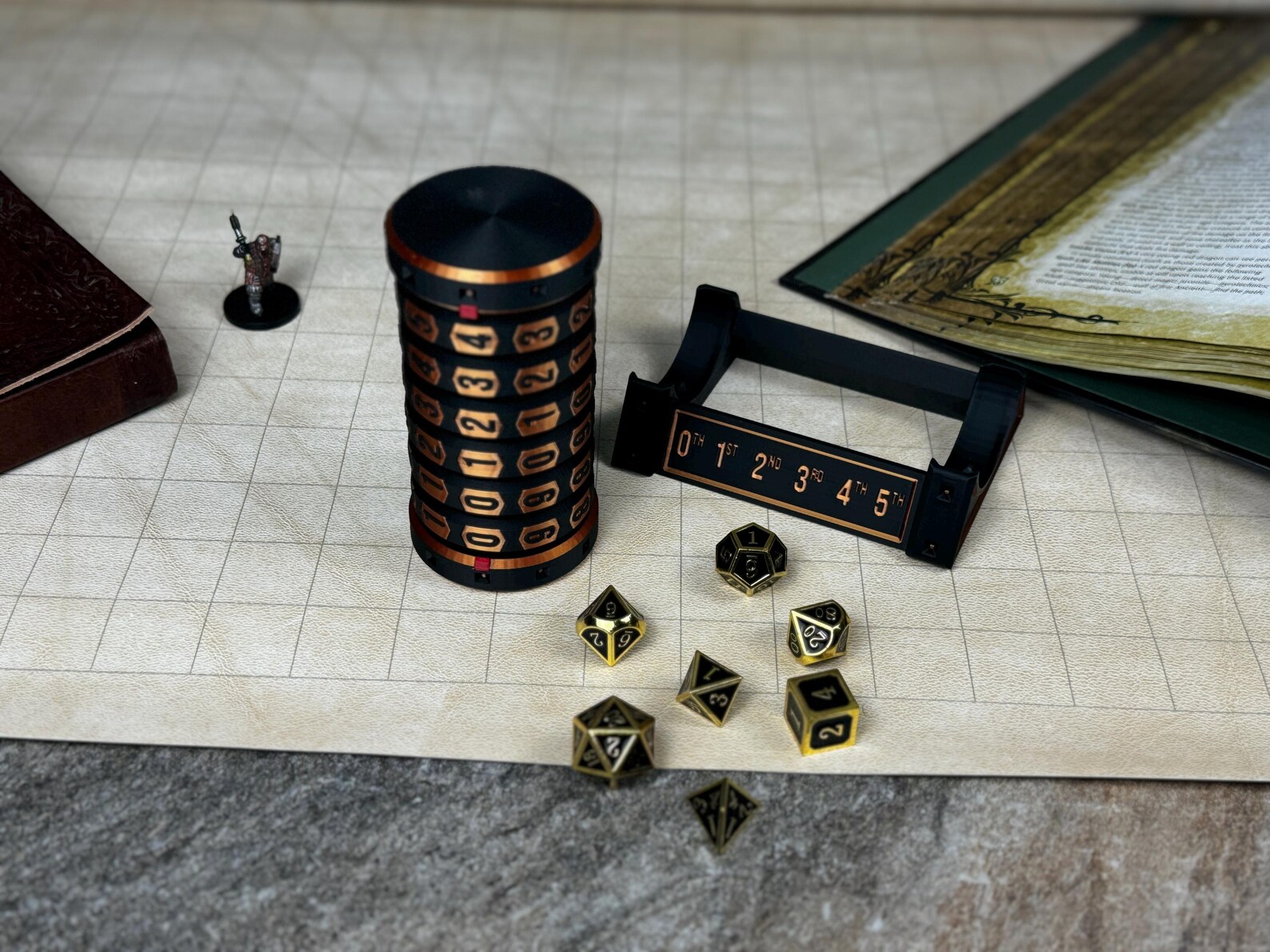 Spell Slot Counter With Magnetic Storage, Stand & Clickable Dials for ...
