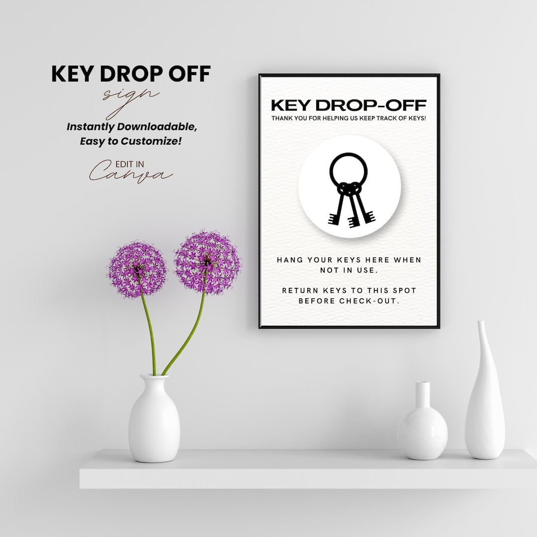 Editable Drop Your Keys Sign Custom Airbnb Host Template Printable ...