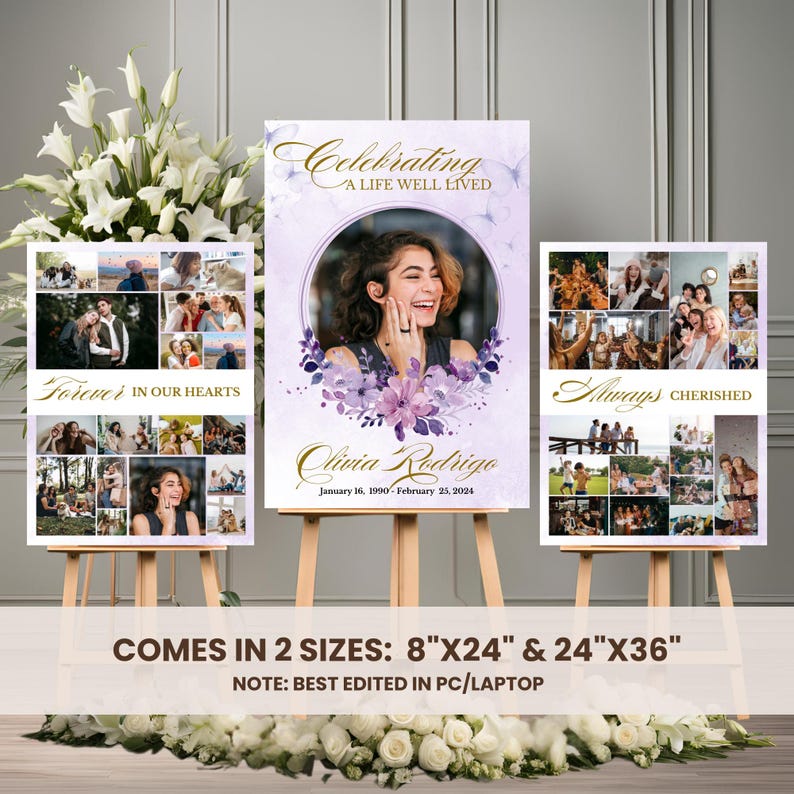 Funeral Collage Sign Photo Poster Memory Tribute, Photo Sign Funeral ...