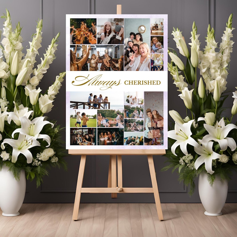 Funeral Collage Sign Photo Poster Memory Tribute, Photo Sign Funeral ...