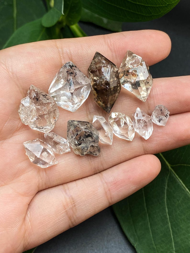 Natural Black Herkimer Diamond, Double Terminated Quartz, Rare Mineral ...