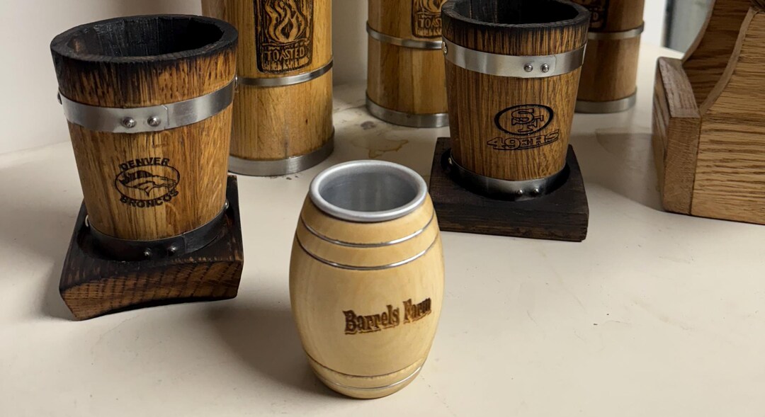 Small Barrel Shaped Shot Glass With Aluminum Liner - Etsy