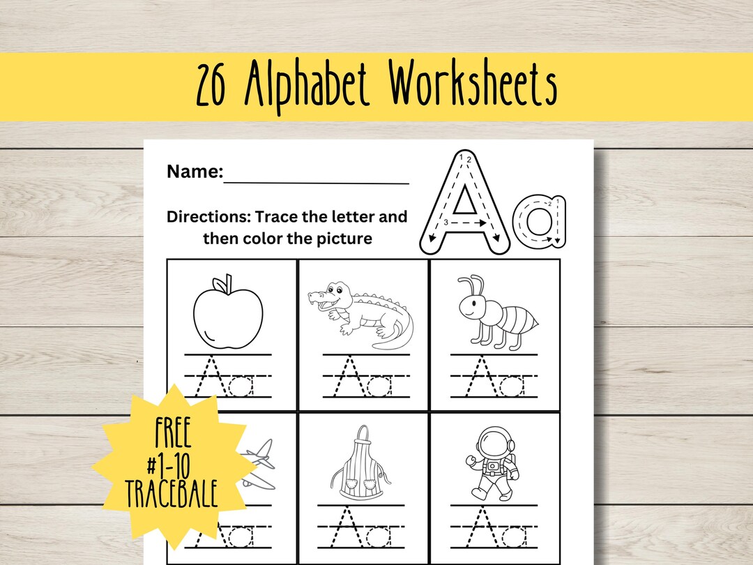 26 Printable Trace the Alphabet Kindergarten Worksheets Preschool ...
