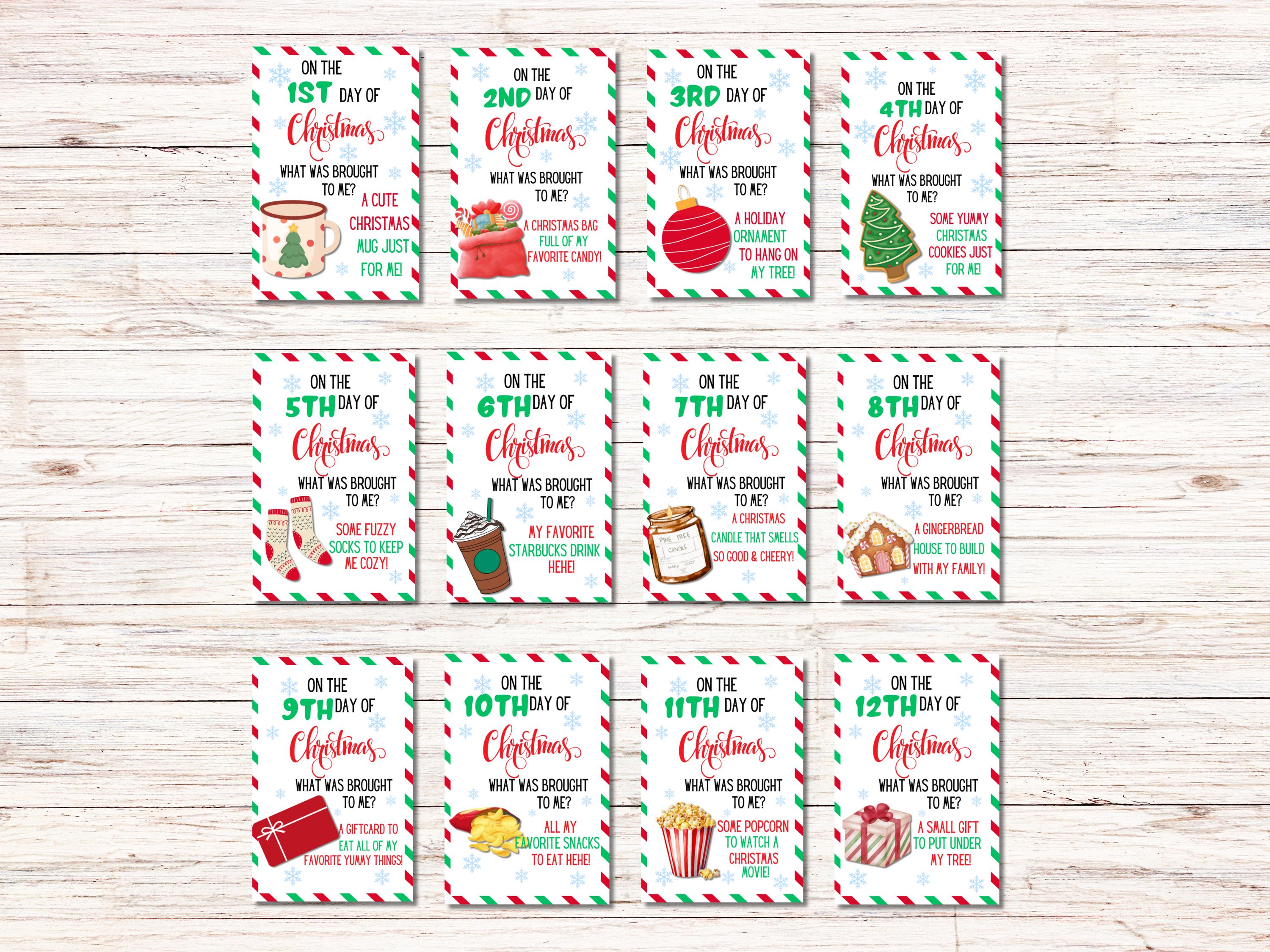 12 Days of Christmas Printable Tags Instant Download Christmas ...