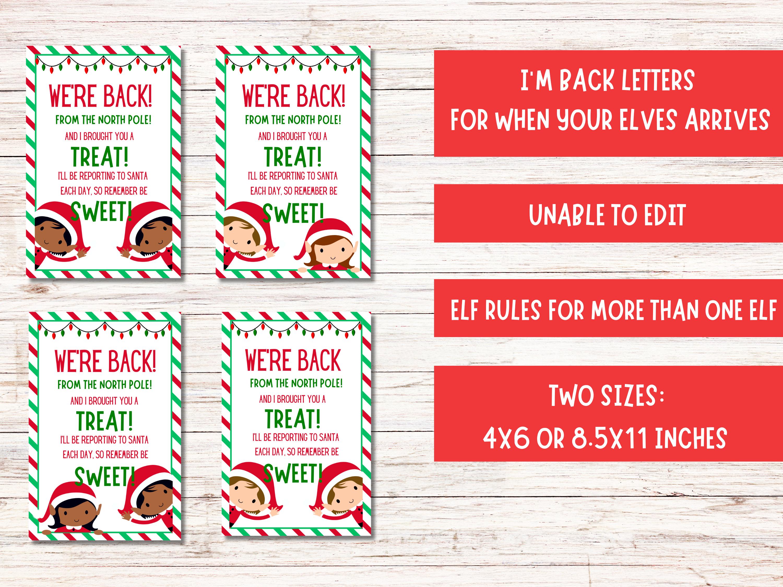I'm Back Elf Letter Elf Arrival Letter Elf Rules Elf Postage Printable ...