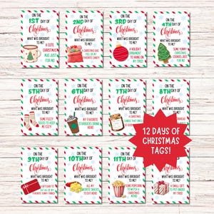 12 Days of Christmas Gift Tags, Printable Holiday Treat Tags (digital ...