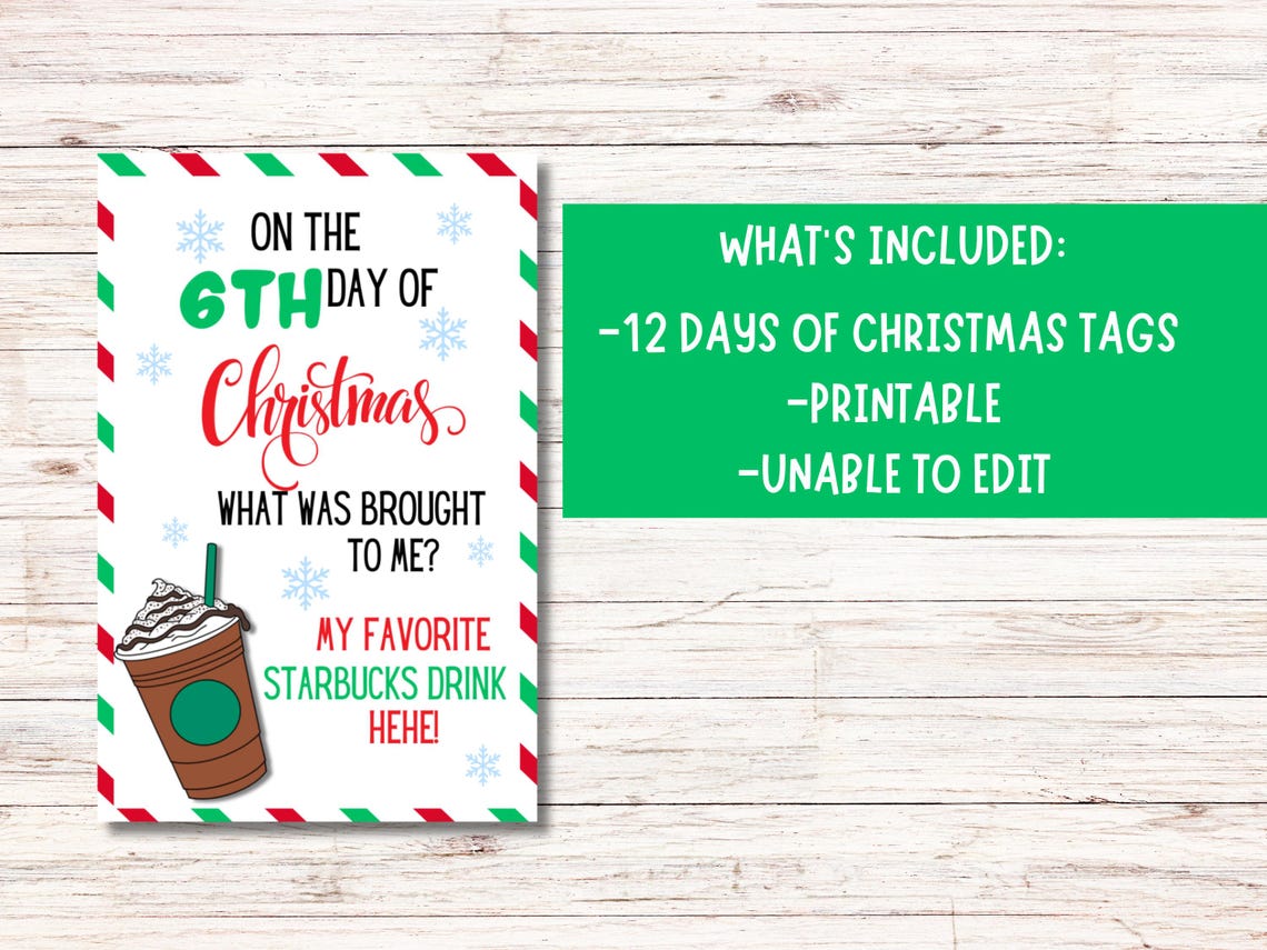 12 Days of Christmas Gift Tags, Printable Holiday Treat Tags (digital ...