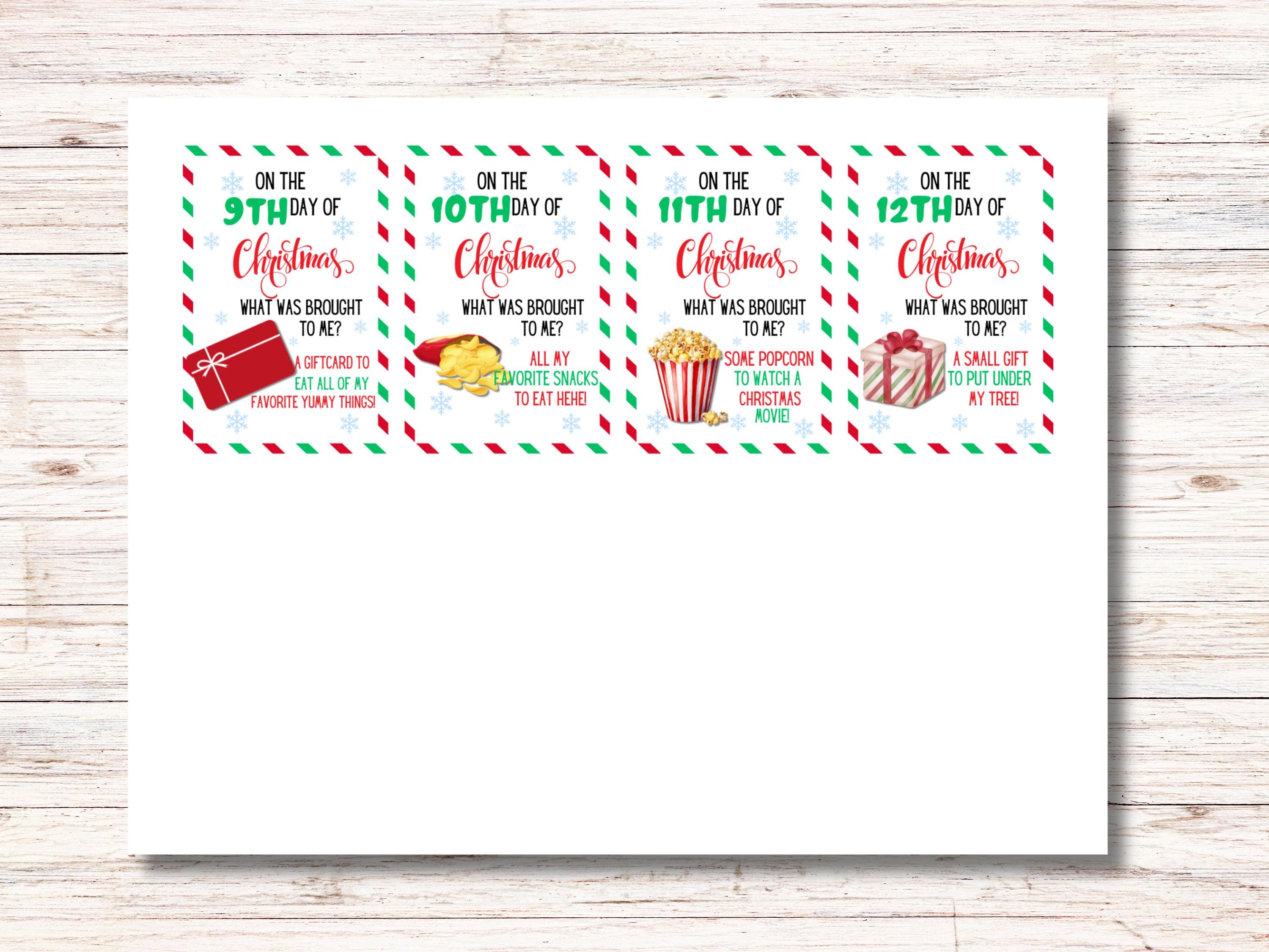 12 Days of Christmas Gift Tags, Printable Holiday Treat Tags (digital ...