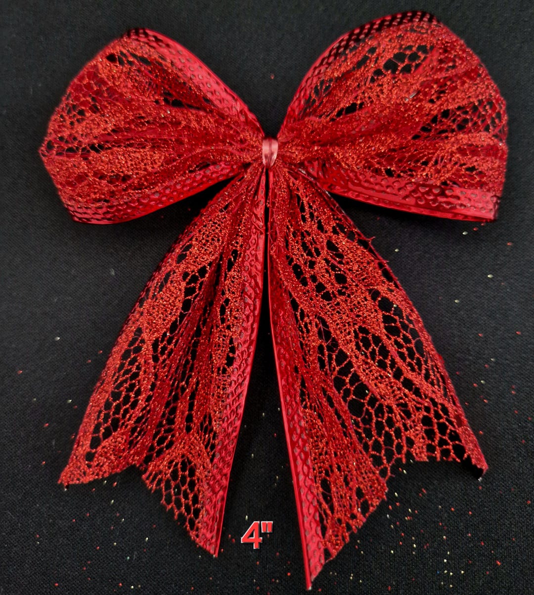 Red Lace Sparkle Christmas 4" Bows Set of 5 - Etsy